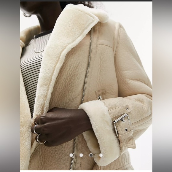 Topshop | Jackets & Coats | Topshop Petite Faux Leather Shearling Aviator Biker Jacket In ...